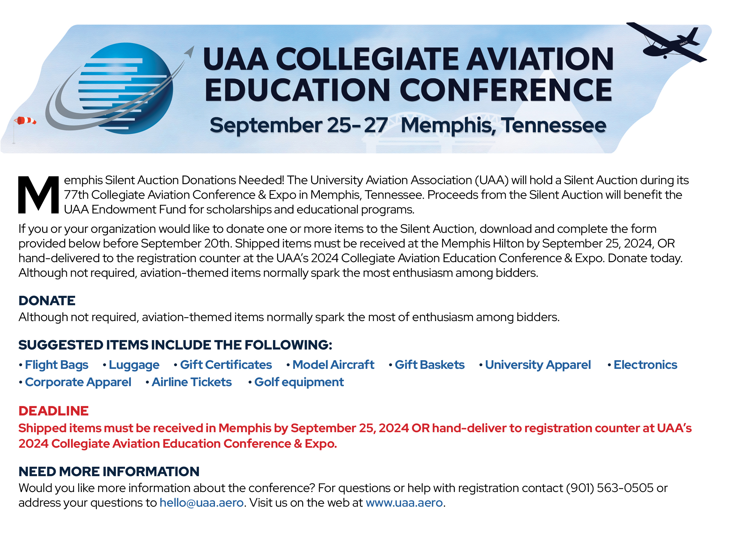 Silent Auction Donation - University Aviation Association